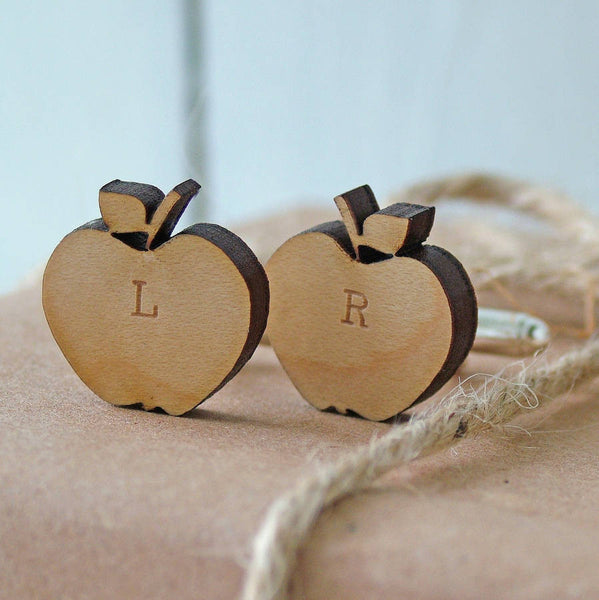 Wooden Apple Personalised Cufflinks – Seahorse